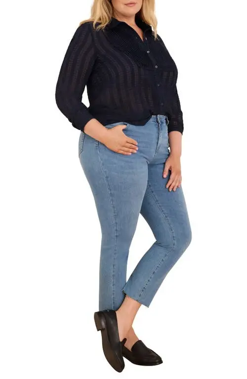 NIC+ZOE Chiffon Jacquard Tuxedo Shirt