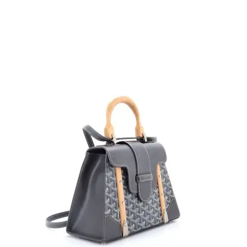 Goyard Saigon Top Handle Bag Coated Canvas With Leather Pm