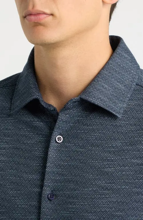 Robert Barakett Zimmerman Short Sleeve Knit Button Up Shirt