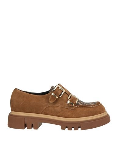 NILA & NILA Leather Loafers With Leopard Print Detail - Camel