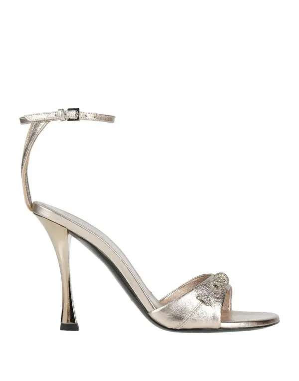 Givenchy Metallic Leather Stiletto Sandals With Crystal Embellishments