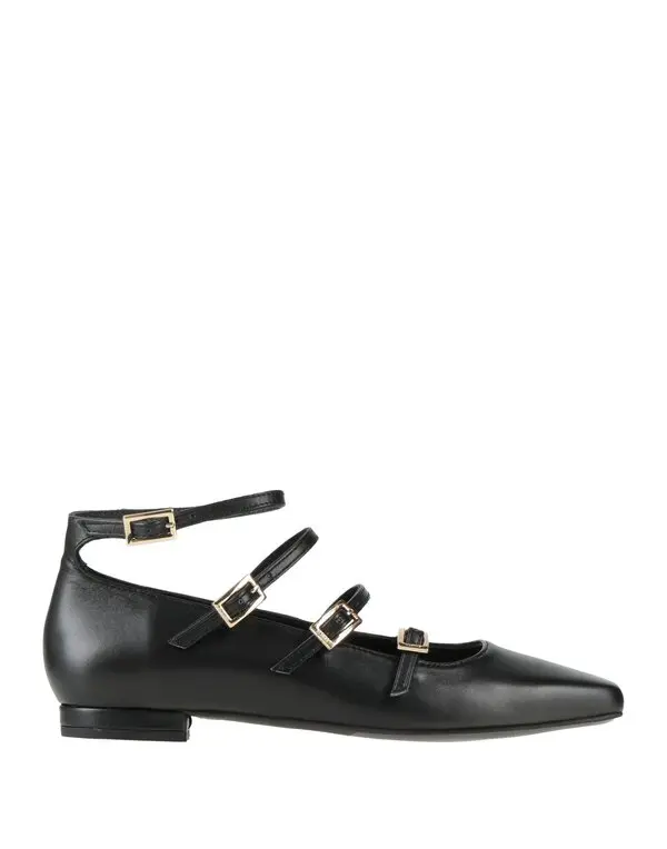 ALOHAS Leather Ballet Flats With Buckle Detailing