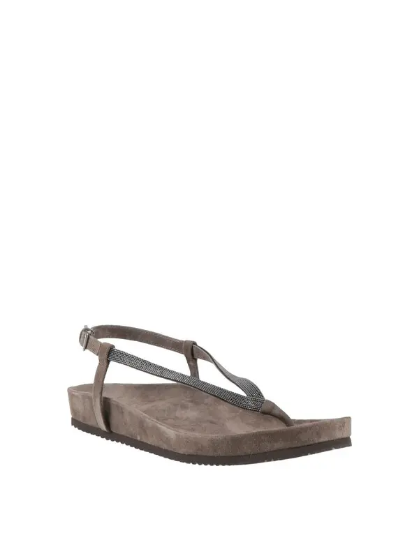 Brunello Cucinelli Suede Slingback Thong Sandals