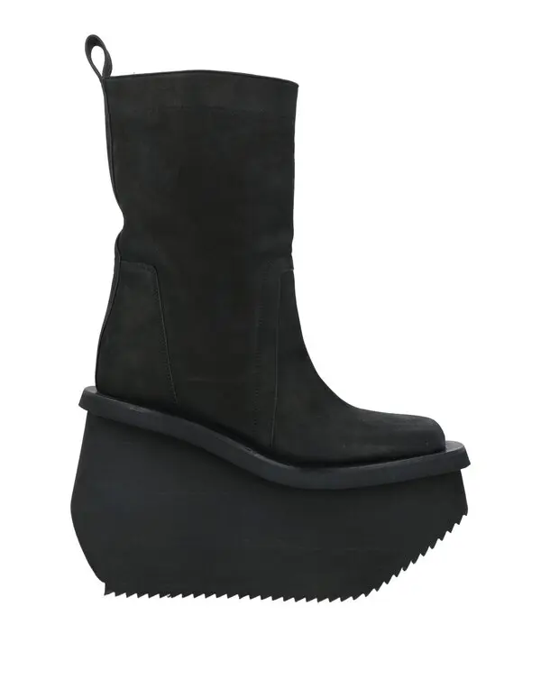Rick Owens Leather Boots With Flatform - Black