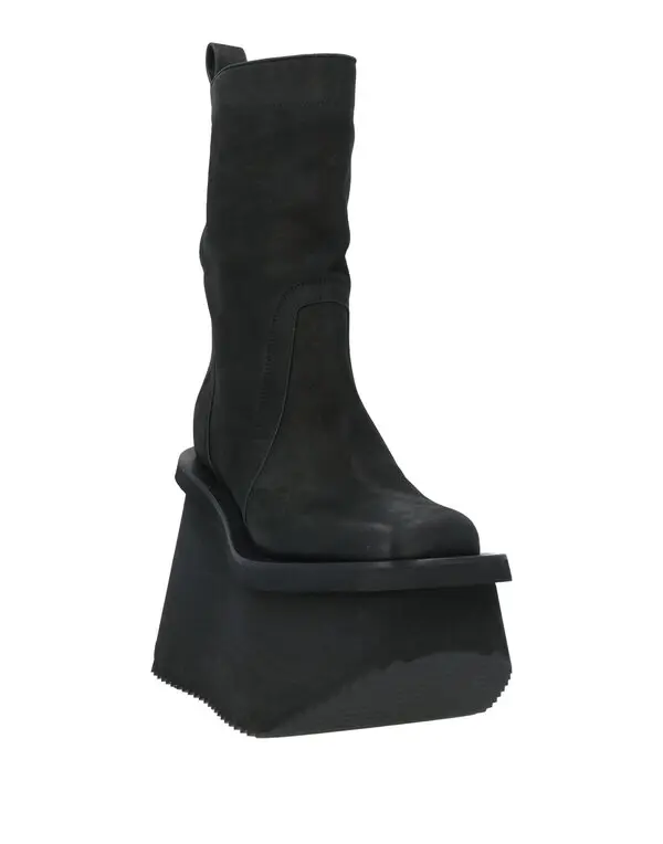 Rick Owens Leather Boots With Flatform - Black