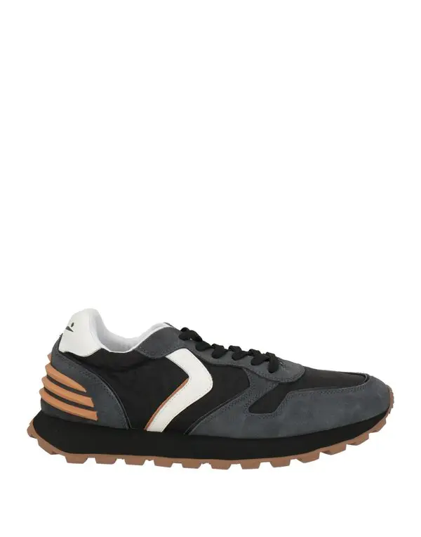 VOILE BLANCHE Charcoal Leather And Textile Sneakers