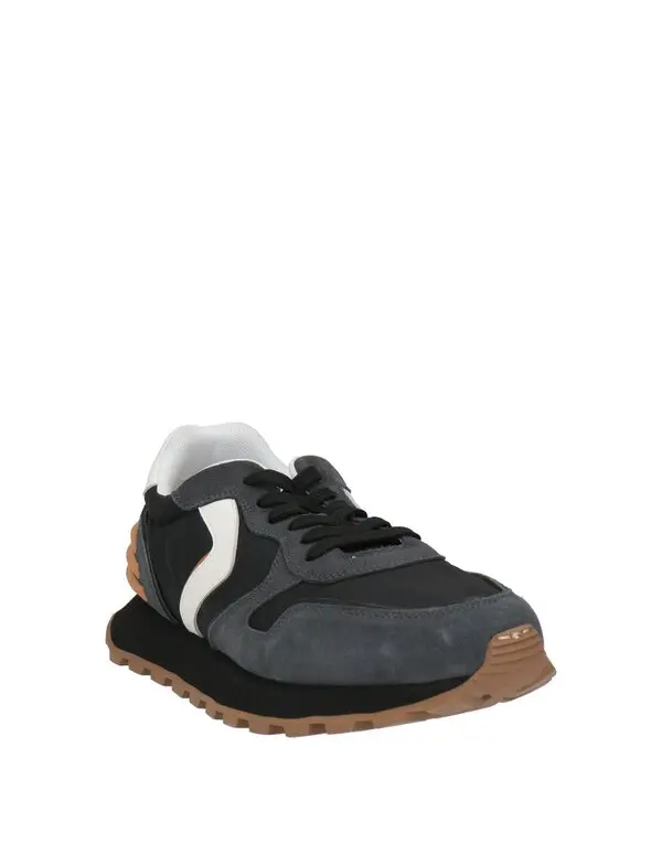 VOILE BLANCHE Charcoal Leather And Textile Sneakers