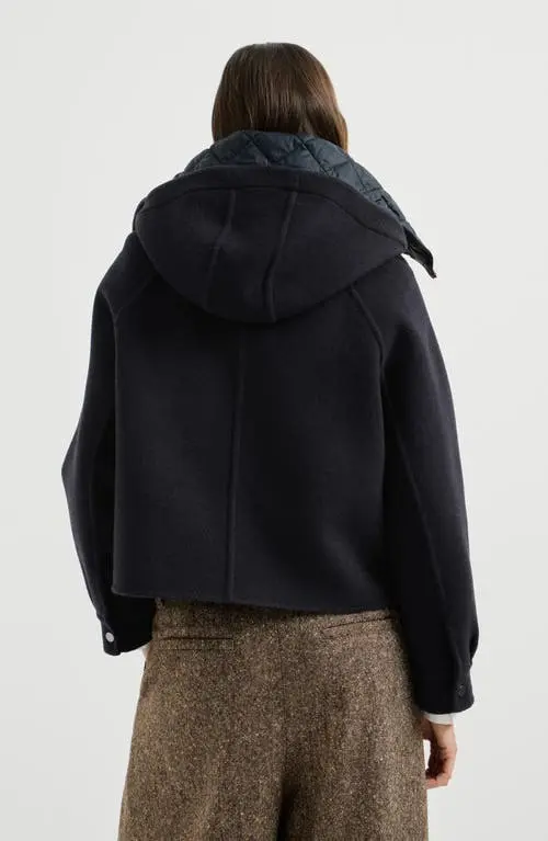 Brunello Cucinelli Virgin Wool And Cashmere Double Cloth Jacket With Detachable Padded Vest - Night