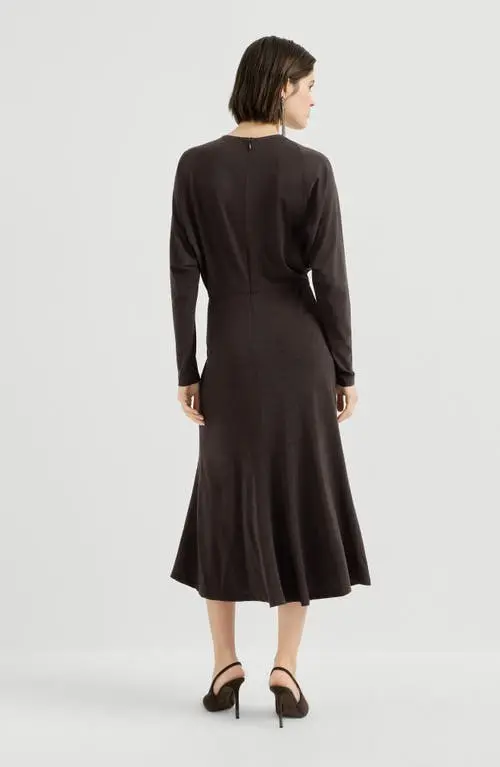 Brunello Cucinelli Techno Wool Jersey Dress With Monili