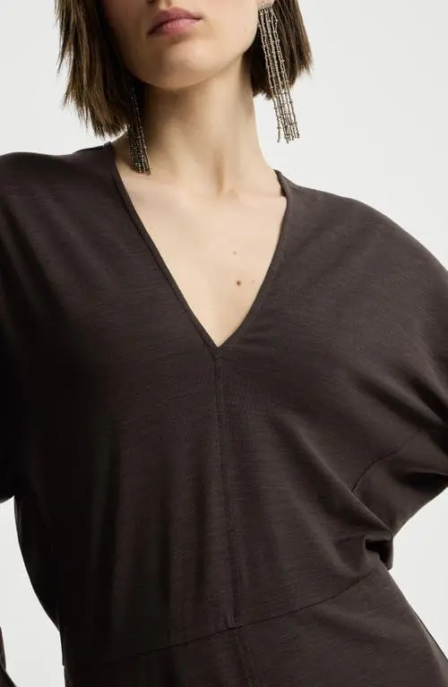 Brunello Cucinelli Techno Wool Jersey Dress With Monili