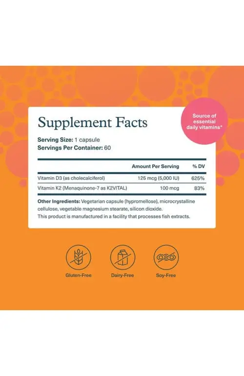 YOUTHEORY K2d3 Bone Heart Health Support Vegetarian Capsules 60 Vegetarian Capsules