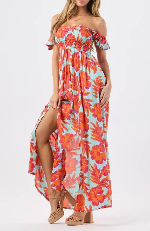 Tiare Hawaii Hollie Floral Maxi Cover-up Dress - Seychelles Sky