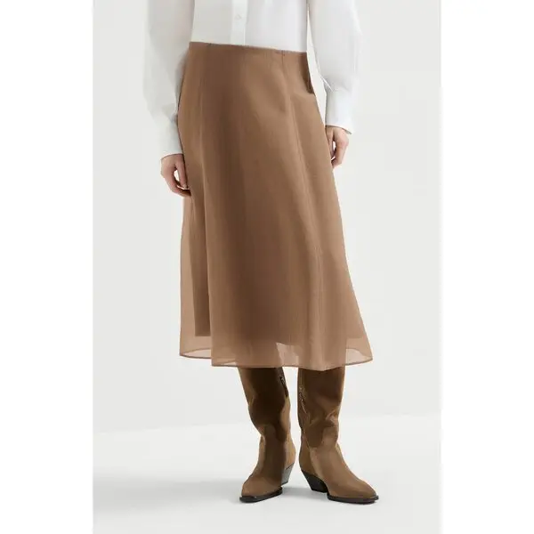 Brunello Cucinelli Crispy Silk Circle Skirt
