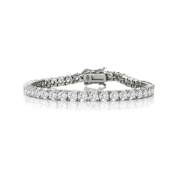 GENEVIVE Gold Plated Tennis Bracelet With Round Cubic Zirconia - White