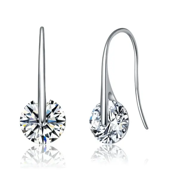GENEVIVE Rachel Glauber Elegant Gold Plated With Round Cubic Zirconia Hook Earrings - White