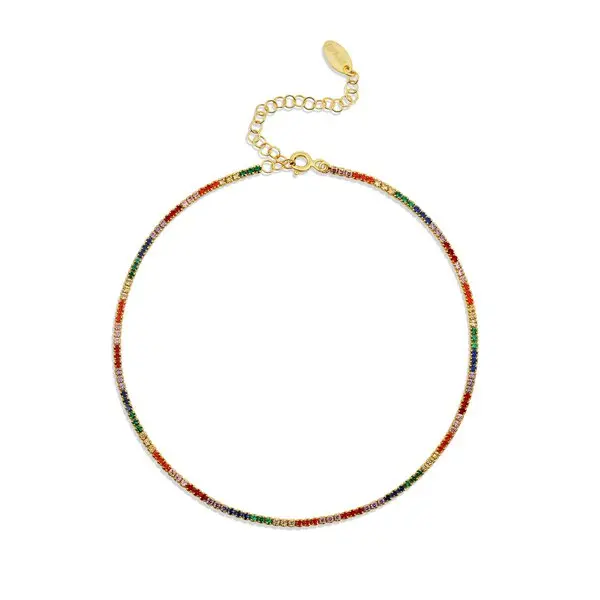 SHYMI Thin Tennis Necklace Multicolor
