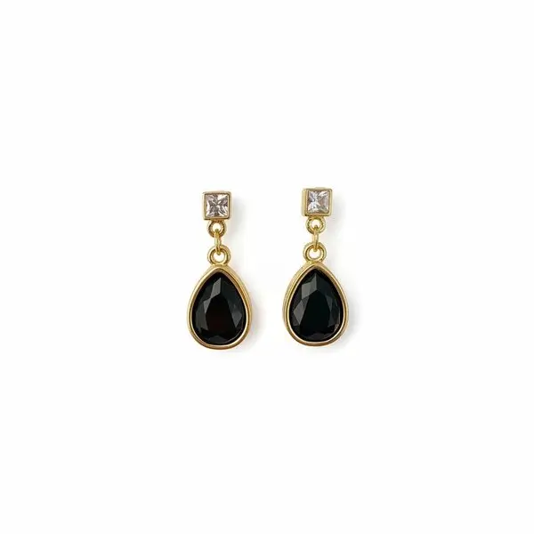 BY VIRGO Black / Gold Tiran Earrings