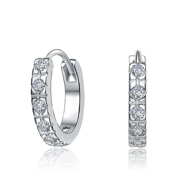 GENEVIVE Rachel Glauber Elegant Gold Plated Huggie Hoop Earrings - White