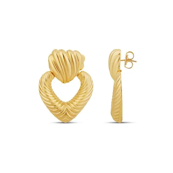 SHYMI Textured Heart Drop Earrings