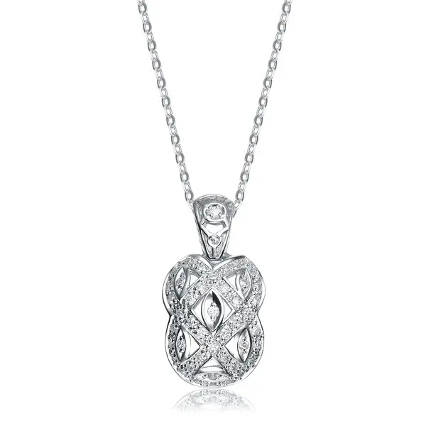 GENEVIVE Sterling Silver Cubic Zirconia Pendant Necklace - White/silver