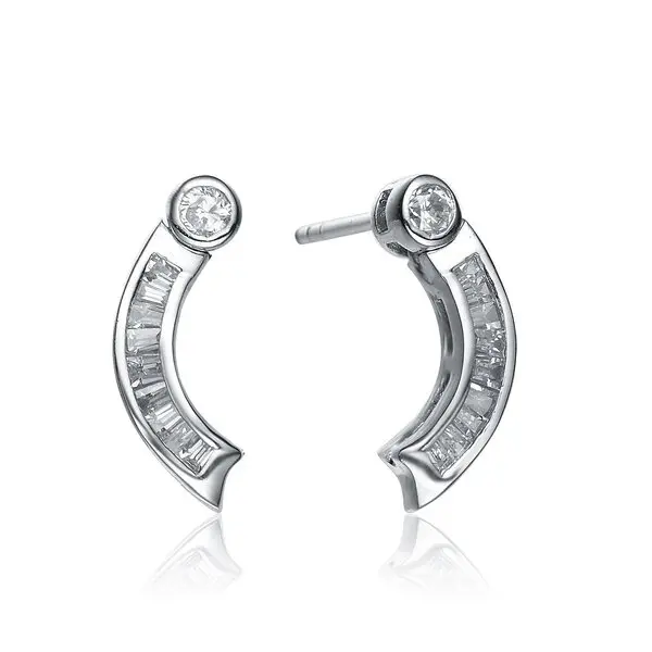 GENEVIVE Sterling Silver Cubic Zirconia Earrings - White/silver