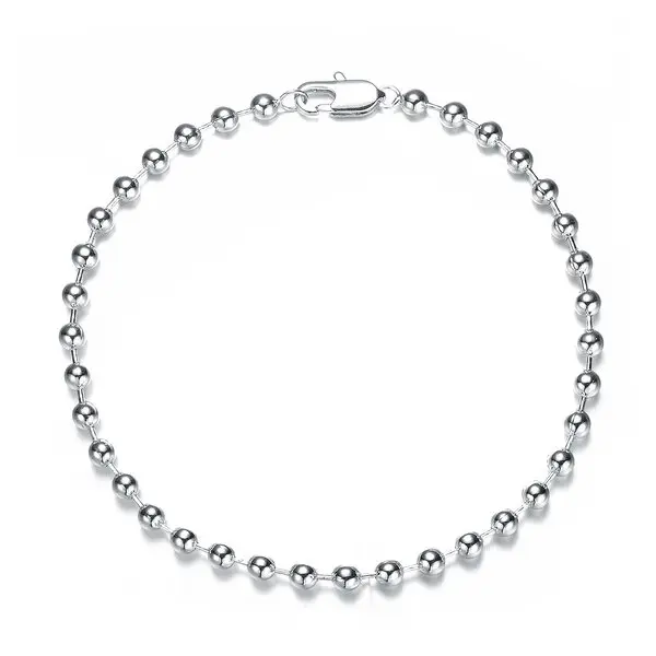 GENEVIVE Gold Plated Bead Link Bracelet - White