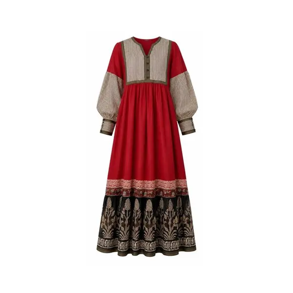 CHARKHA & LOOM Maya Upcycled Maheshwari Silk Dress