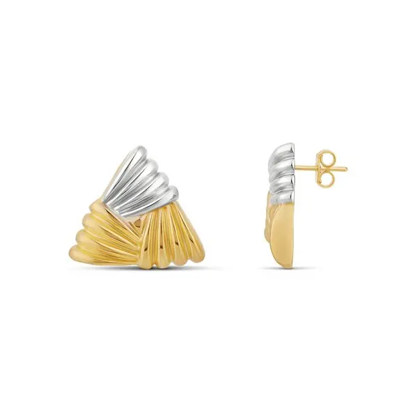 SHYMI Gold / Silver Textured Triangle Statement Studs Two Tone