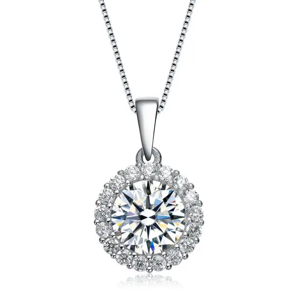 GENEVIVE Rachel Glauber Rhodium Plated Stud Pendant Necklace - White