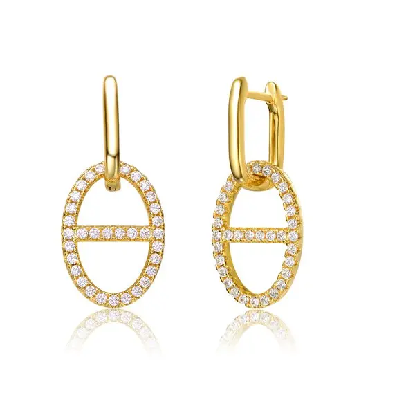 GENEVIVE Gold / White Gold Plated With Clear Cubic Zirconia Dangle Earrings - Gold/white