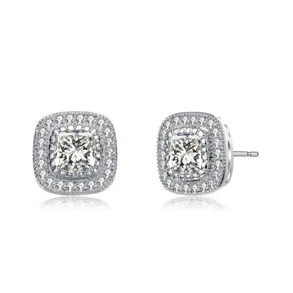GENEVIVE Rachel Glauber Gold Plated With Cubic Zirconia Stud Earrings - White