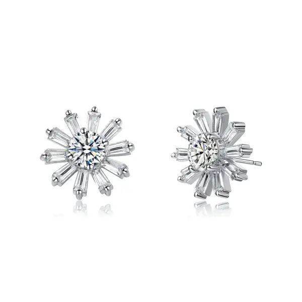 GENEVIVE Rachel Glauber Gold Plated Cubic Zirconia Stud Earring - White