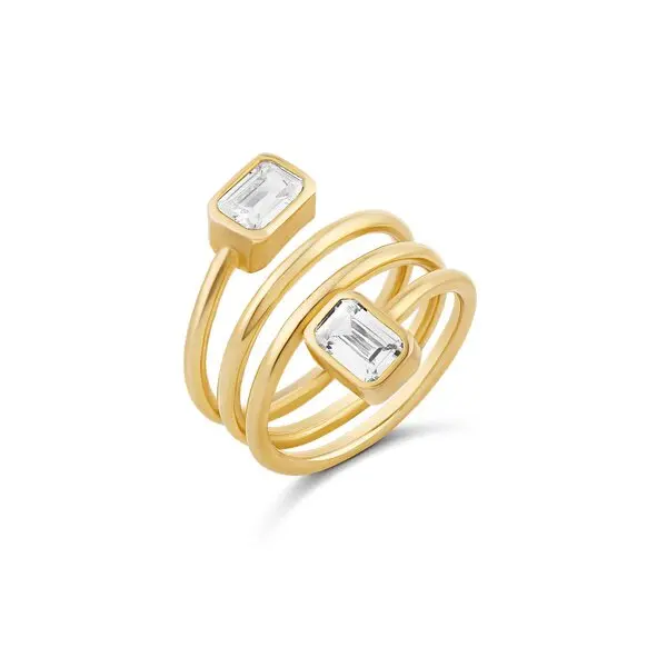 SHYMI Emerald Spiral Statement Ring