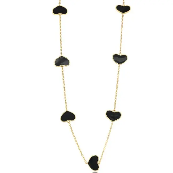 SHYMI 18k Gold Filled Multi Heart Layering Necklace - Gold/black