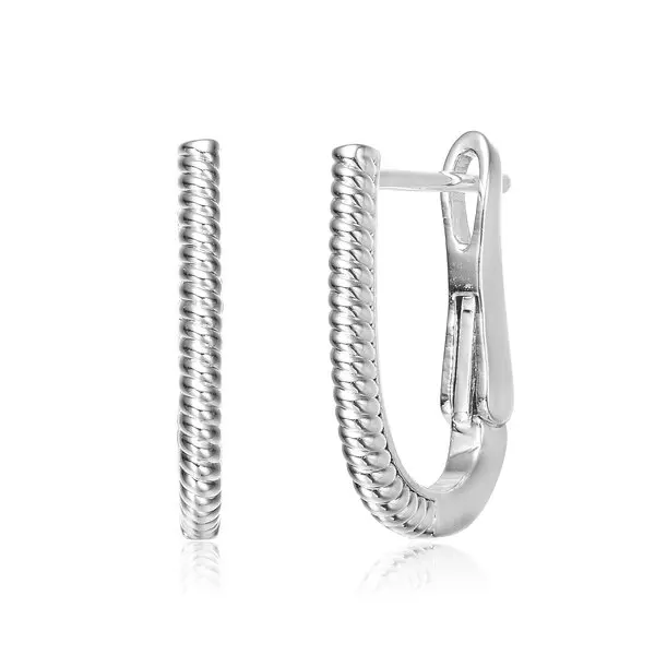 GENEVIVE Rachel Glauber Gold Plated U Small Hoop Earrings - White