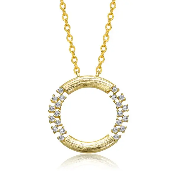 GENEVIVE 14k Plated Pendant Necklace With Cubic Zirconia - Gold