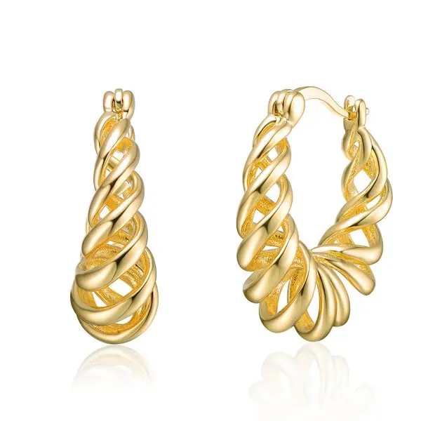 GENEVIVE Rachel Glauber Yellow Plated Twisted Halo Hoop Earrings - Gold