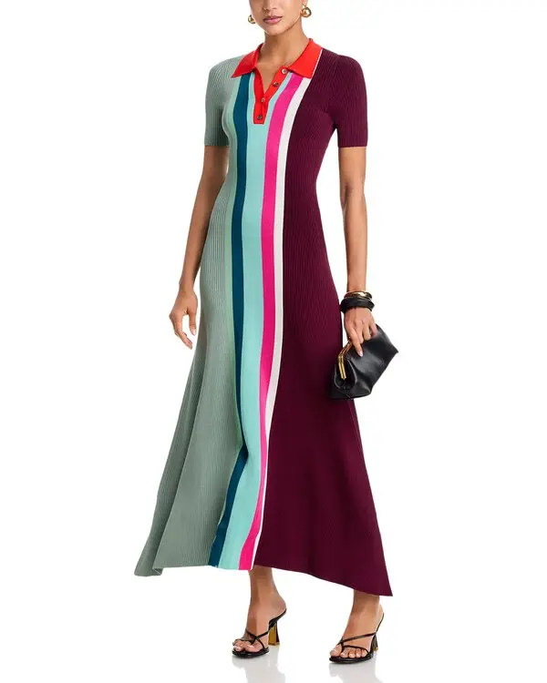 Christopher John Rogers Striped Knit Polo Gown