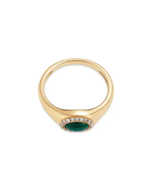 Bloomingdale'S Gemstone & Diamond Pinky Ring In 14k Yellow Gold - Malachite