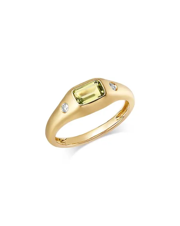 Bloomingdale'S Diamond Pinky Ring In 14k Yellow Gold - Peridot