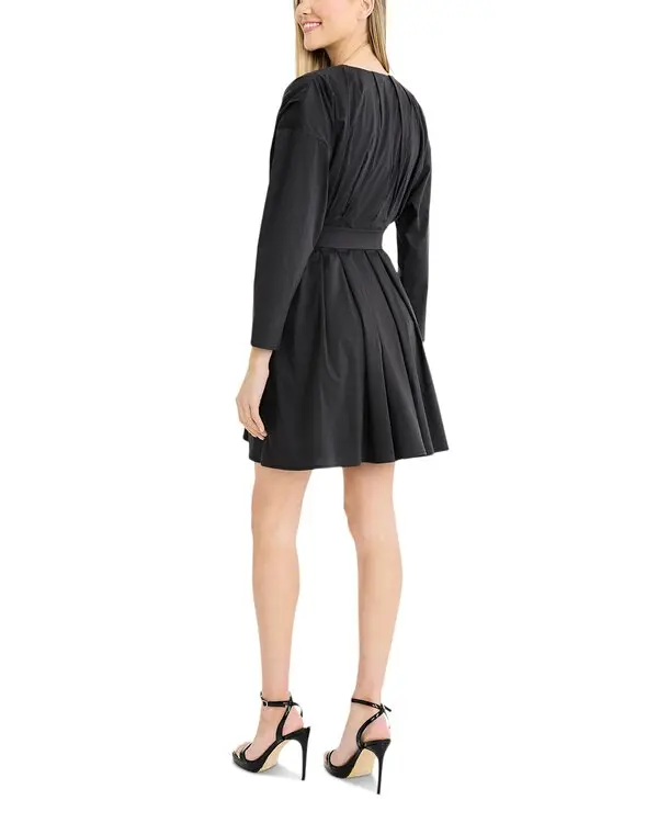 LUXELY Luxley Tie Waist V Neck Long Sleeve Mini Dress