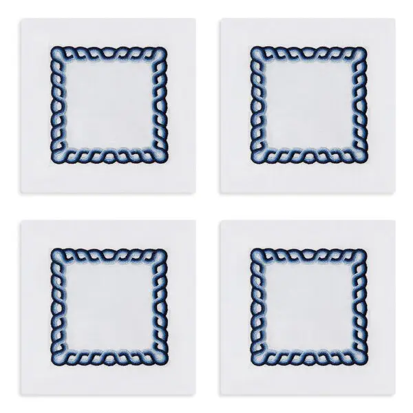 KUTNIA Bodrum Ropework Embroidered Cocktail Napkins, Set Of 4
