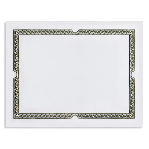 KUTNIA Aegean Key Embroidered Linen Placemat, Set Of 4 - Deep Olive