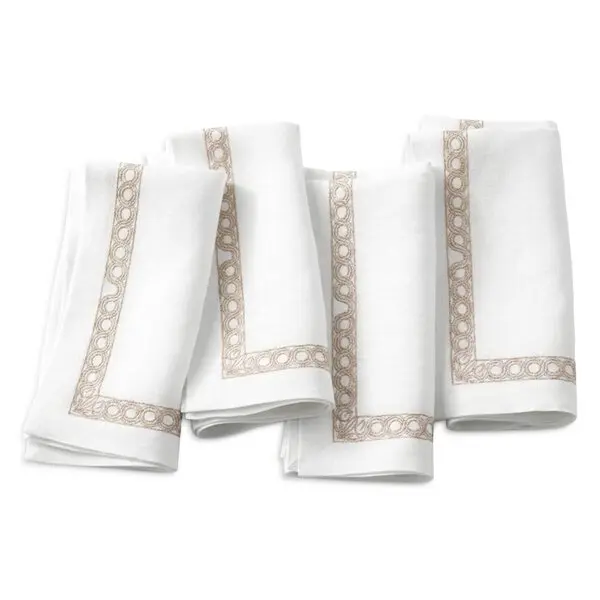 KUTNIA Anatolia Scroll Border Embroidered Napkin, Set Of 4