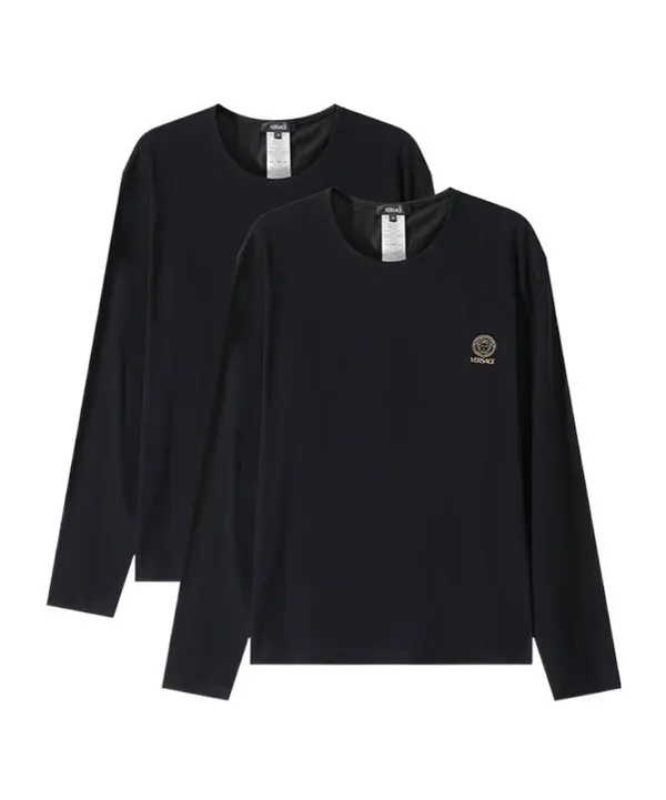 Versace Pack Of Two Long-sleeved Crewneck T-shirts - Black