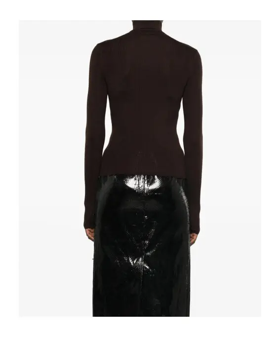 THE FRANKIE SHOP Ribbed Mock Neck Quarter-zip Sweater