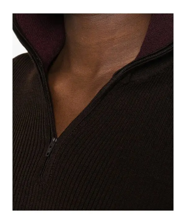 THE FRANKIE SHOP Ribbed Mock Neck Quarter-zip Sweater