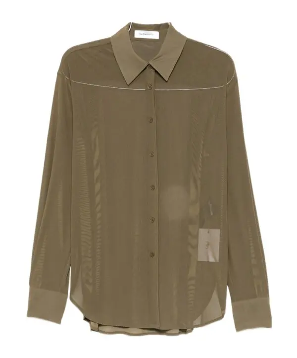 THE FRANKIE SHOP Peri Sheer Long-sleeved Shirt - Khaki