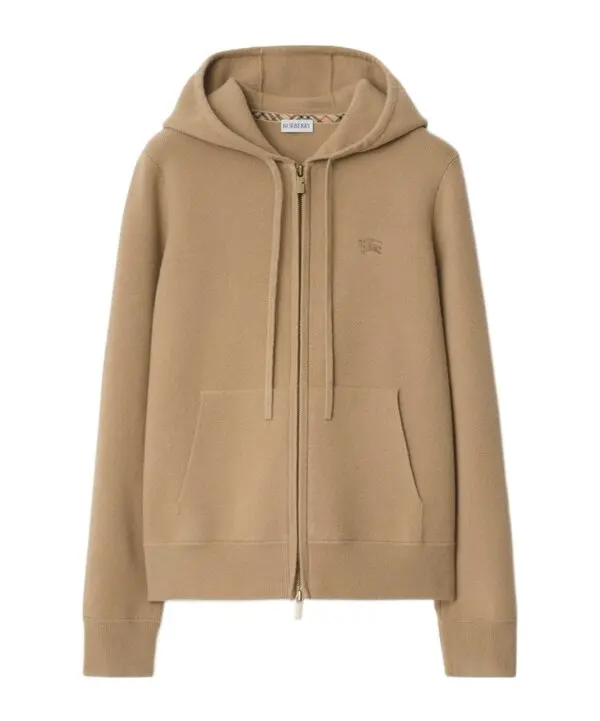 Burberry Zipped Hooded Cardigan With Equestrian Knight Design