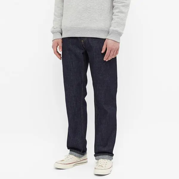 Carhartt Work In Progress Straight Leg Denim Jeans With Logo Patch
